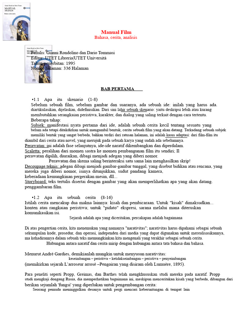 Ringkasan Manual Film Bahasa, Cerita, Analisis; Rondolino | PDF
