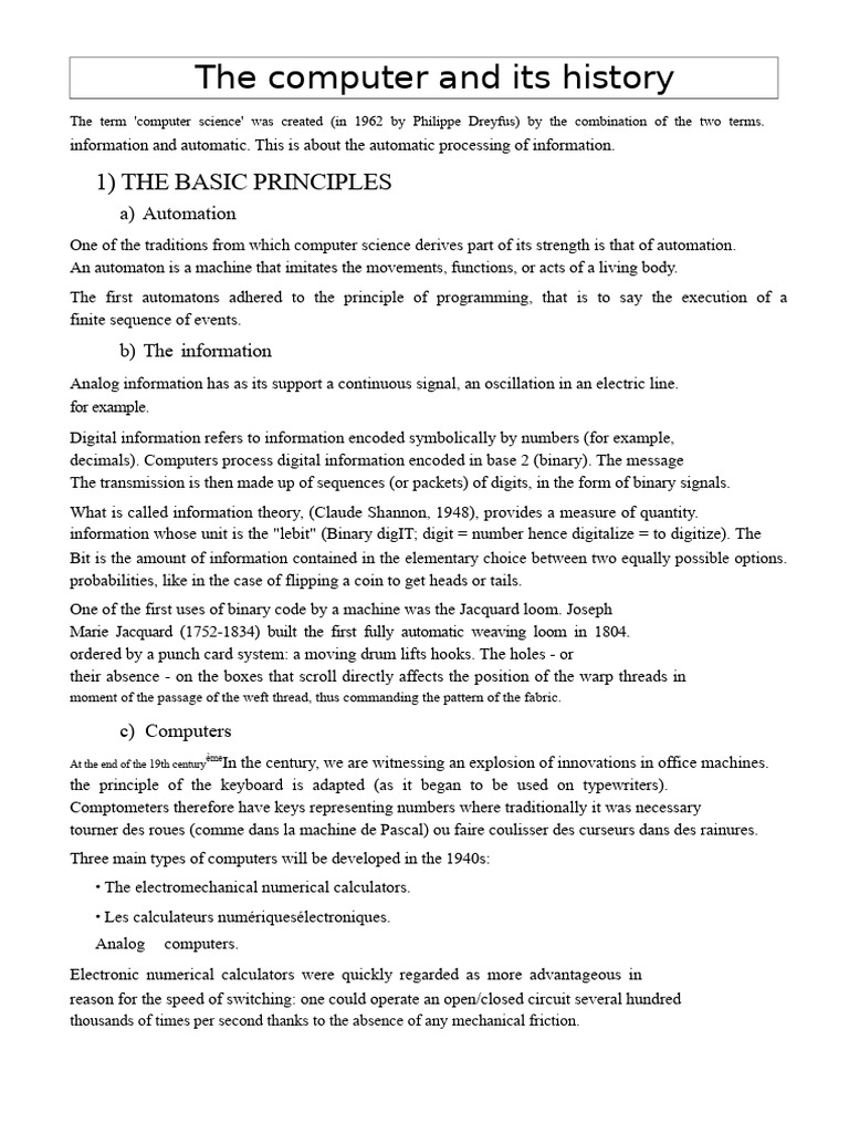 History of Computer Science | PDF | Integrated Circuit | Computer Memory