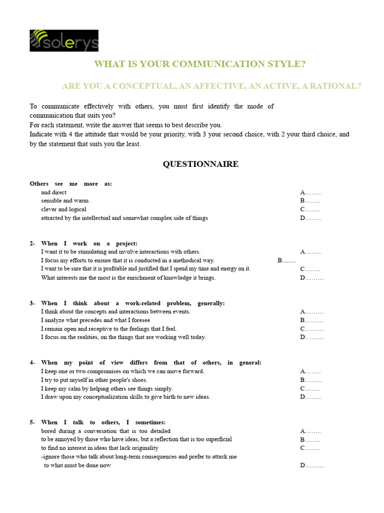 What Is Your Communication Style Test Results | PDF | Communication ...