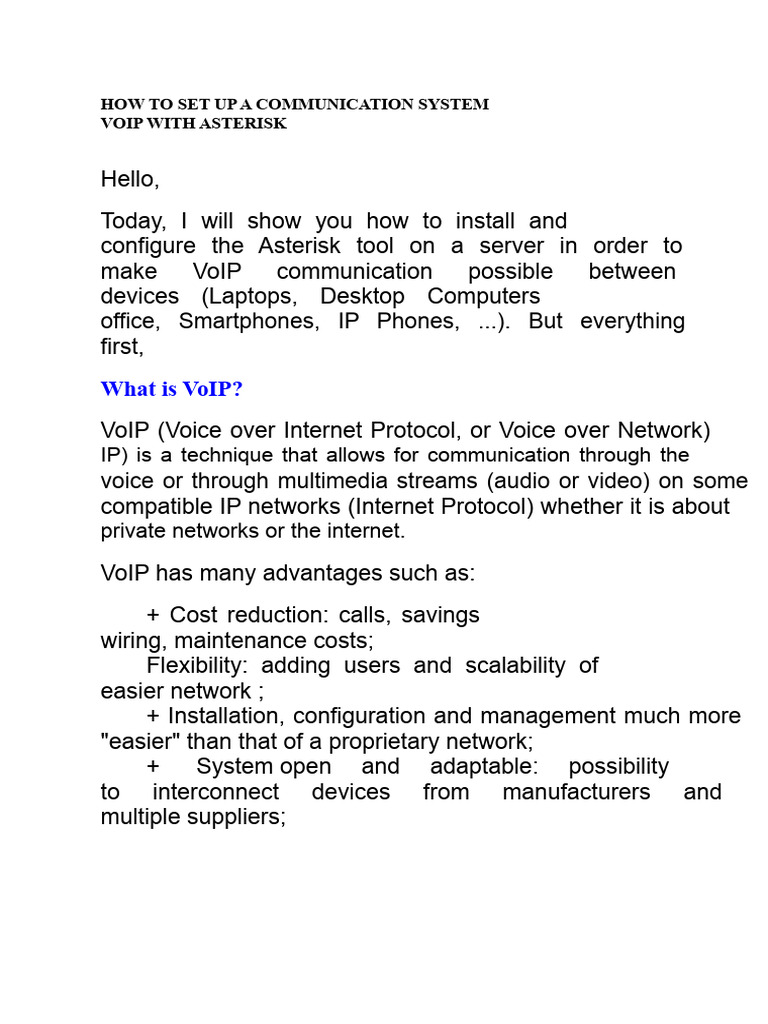 How To Set Up A Voip Communication System With Asterisk | PDF | Voice ...