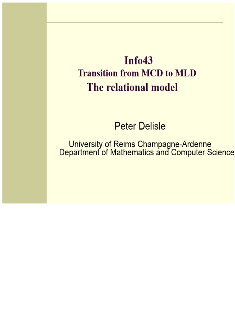 transition from MCD to MLD the relational model | PDF | Relational ...