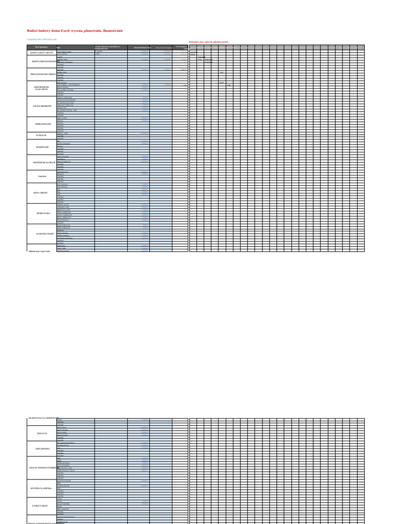 Arkusz Excel Budżet Budowy Domu | PDF