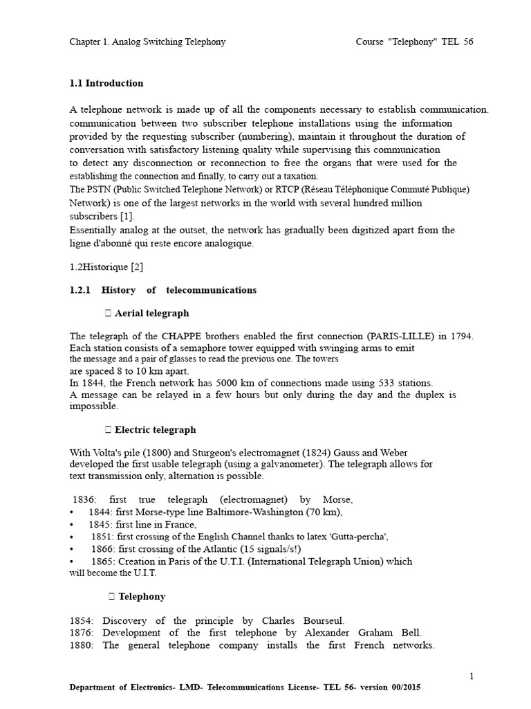 Chapter 1. Analog Telephony A C PDF | PDF | Computer Network | Telephony