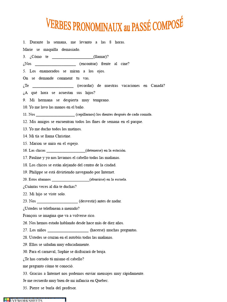 Verbos Pronominales y Pasado Compuesto | PDF