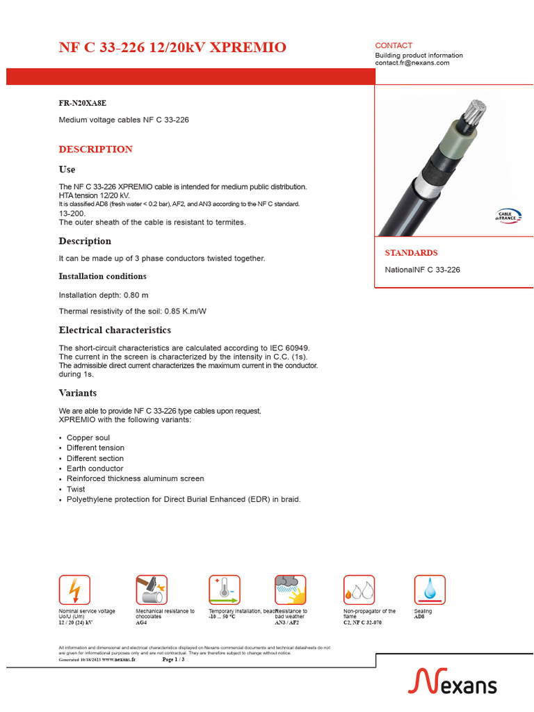 NF C 33-223 Insulated Cables For Power Networks | PDF | Electric Power ...