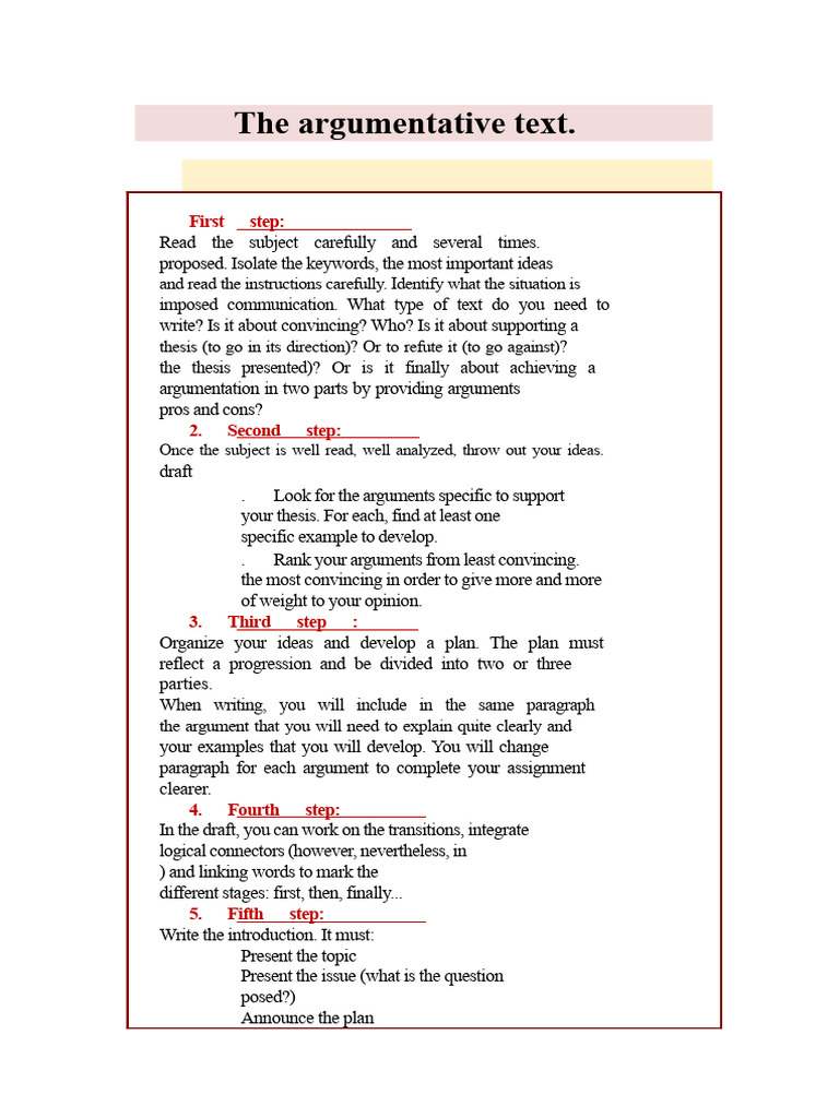 The Argumentative Text | PDF