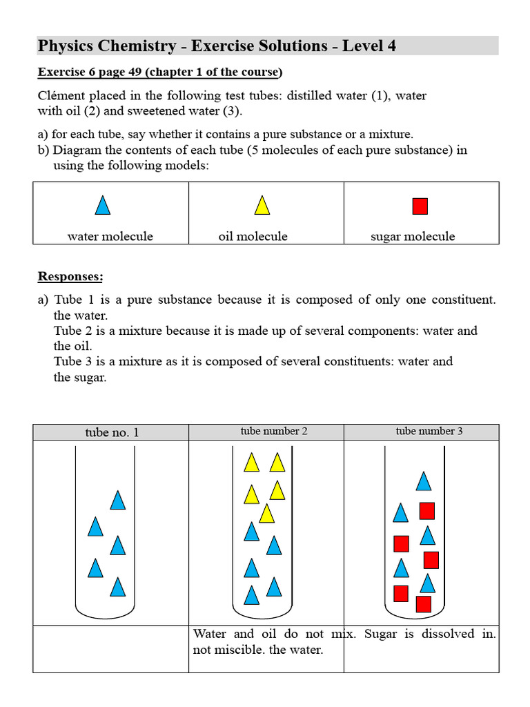 4th Grade - Chemistry - Exercise Corrections Chapters 1, 2, 3 PDF | PDF ...