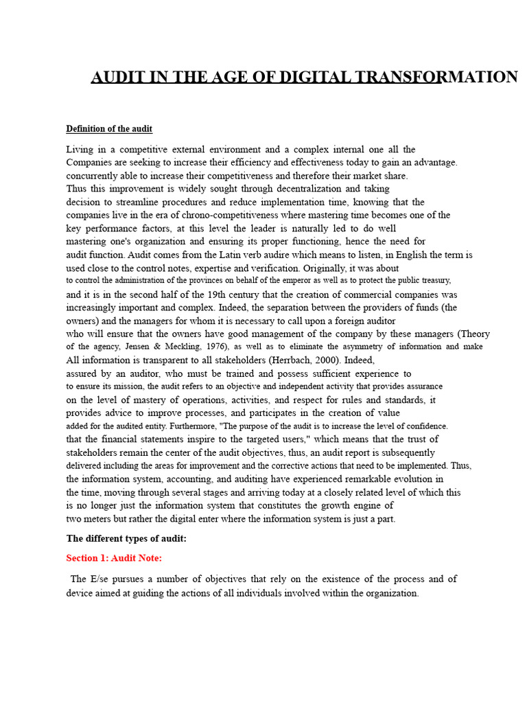 Internal Audit in the Era of Digital Transformation | PDF | Internal ...