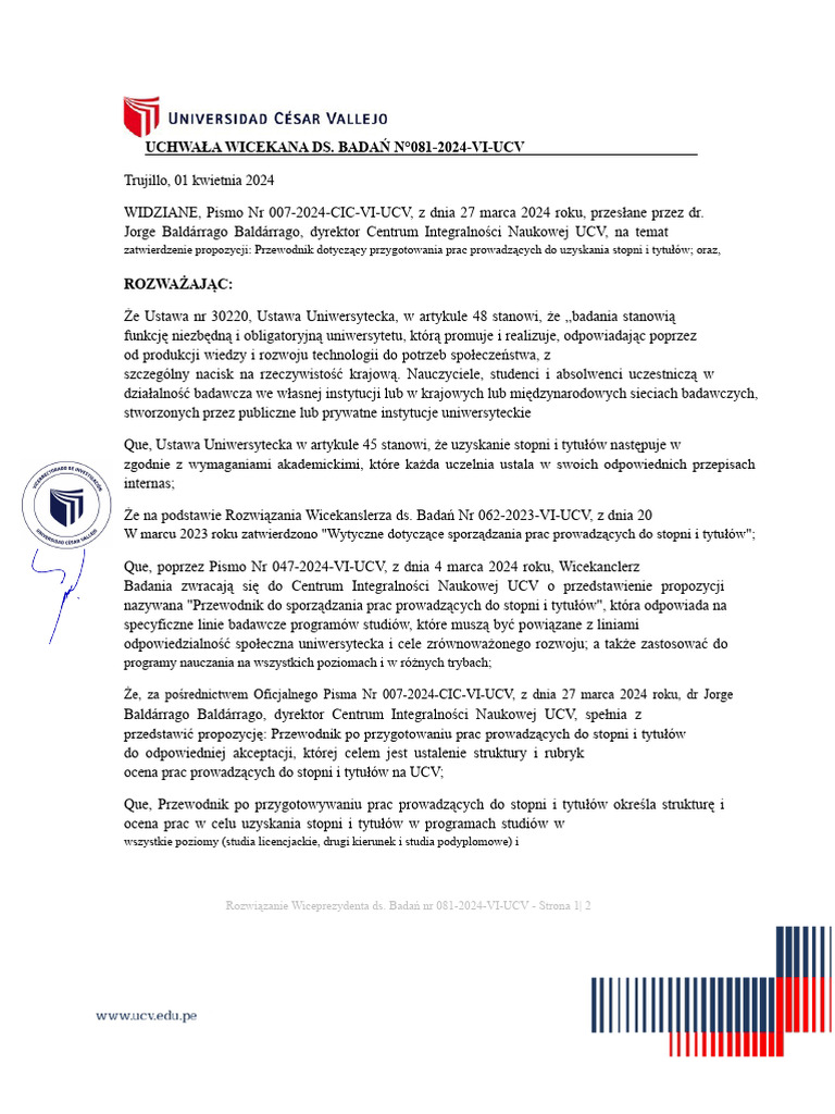 RVI N°081-2024-VI-UCV - Przewodnik dotyczący przygotowania prac ...