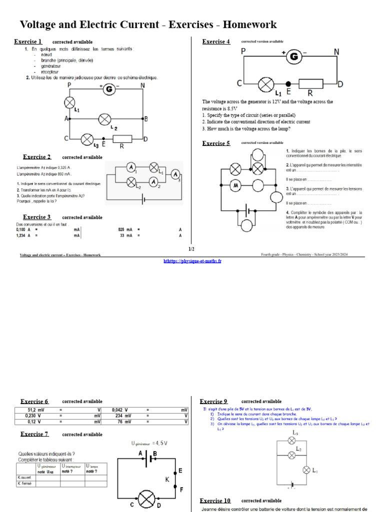 Electrical Tension Intensity Exercises | PDF