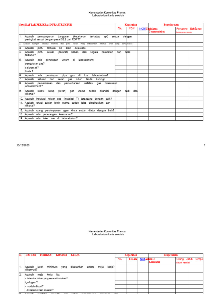 Checklist LABO | PDF