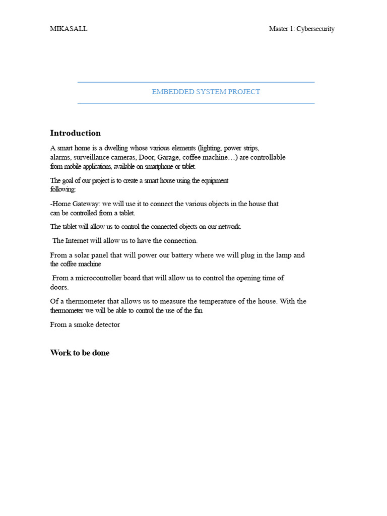 Embedded System Project | PDF | Home Automation | Sensor