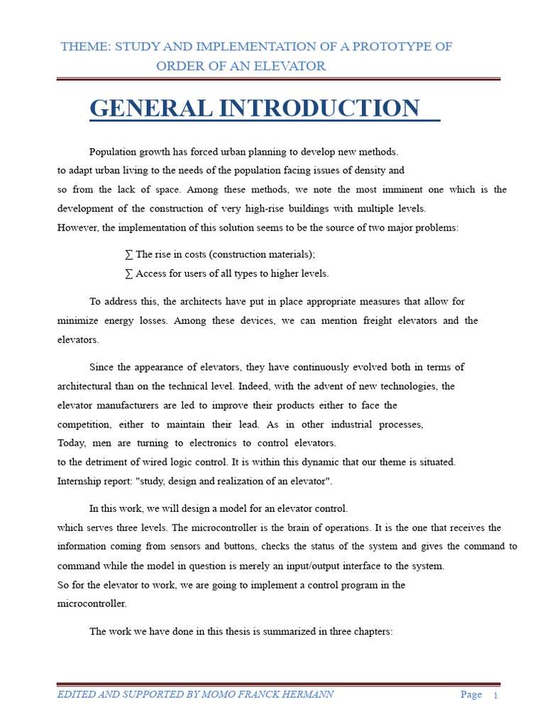Theme Study and Realization of a Prototype | PDF | Rectifier | Elevator