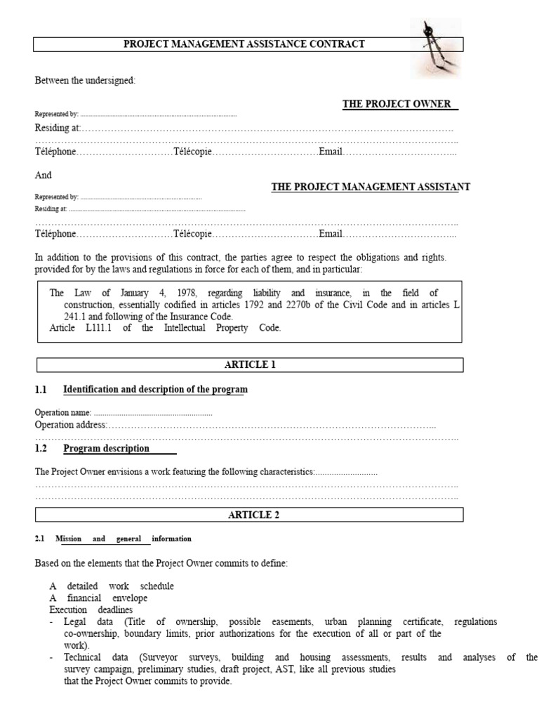 Project Management Assistance Contract | PDF | Project Management ...