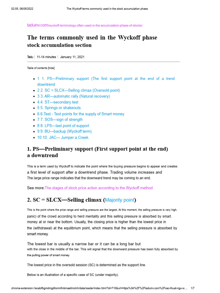 Commonly Used Wyckoff Terms in The Stock Accumulation Phase | PDF ...