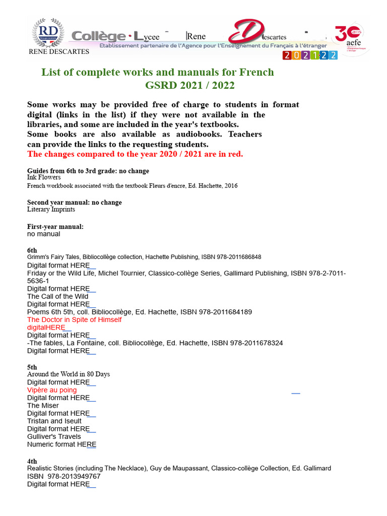Complete Works FRENCH 2021 2022-1 | PDF