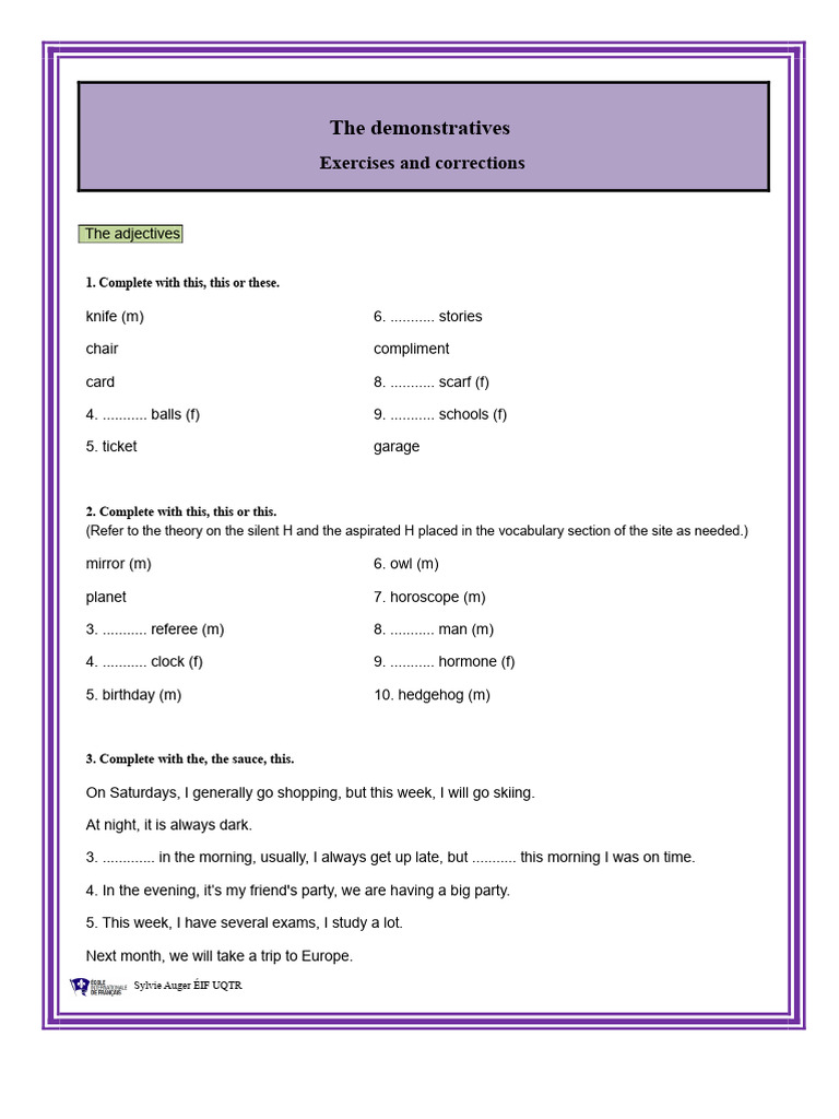 The demonstratives Exercises and solutions beginner.pdf | PDF | Chess ...