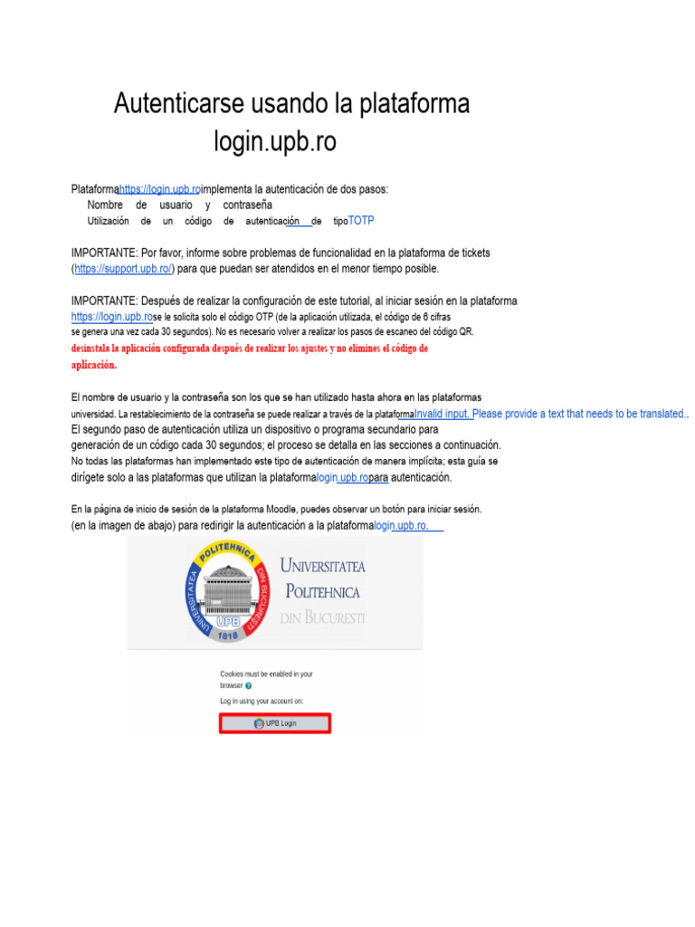 Login.upb.Ro Guía de Autenticación | PDF | Autenticación | Código QR