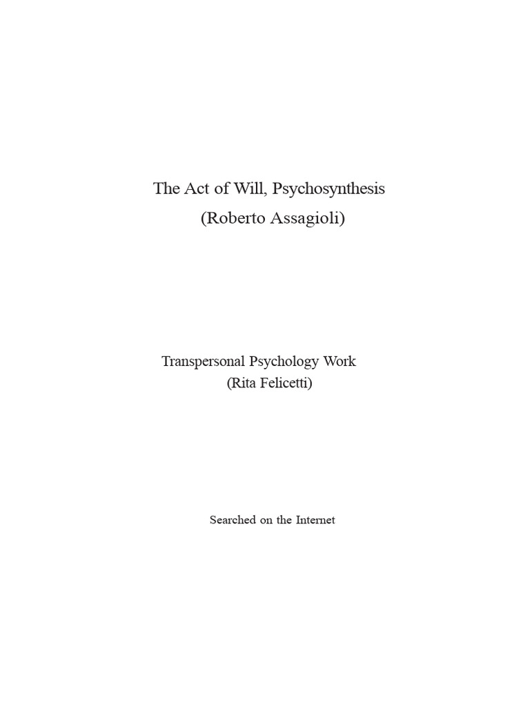 Psychosynthesis Roberto Assagioli PDF | PDF | Psychological Concepts ...