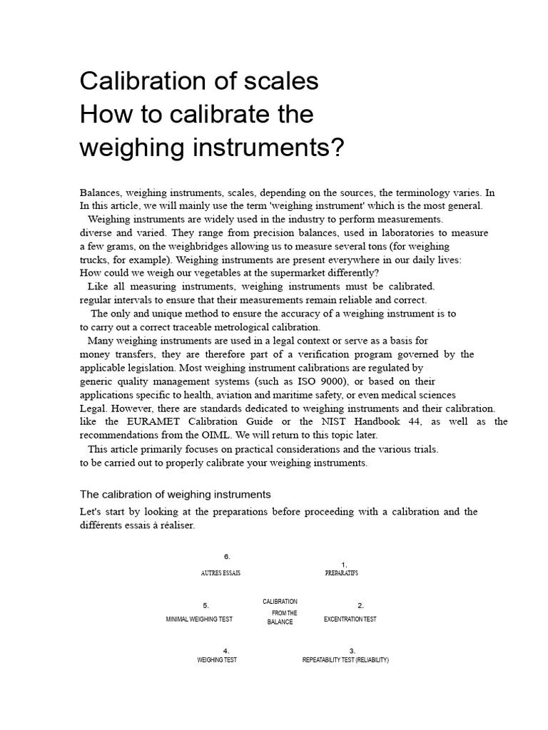 Calibration of scales.pdf | PDF | Calibration | Weighing Scale