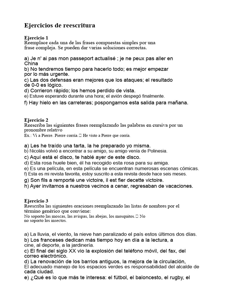 Ejercicios Reescritura | PDF