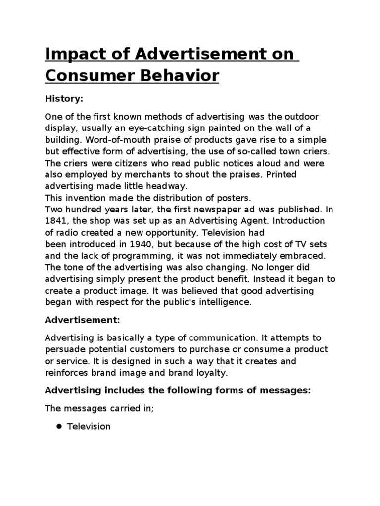 Impact of Advertisement On Consumer Behavior | PDF | Attitude ...