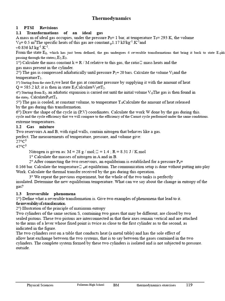 Nanopdf.com Thermodynamics Exercises | PDF | Enthalpy | Heat
