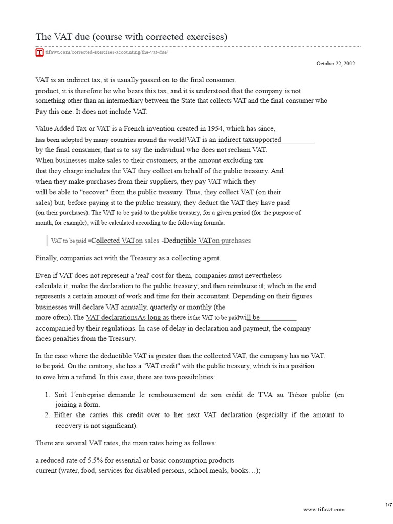 The VAT Due Course Corrected Exercises | PDF | Value Added Tax | Taxes