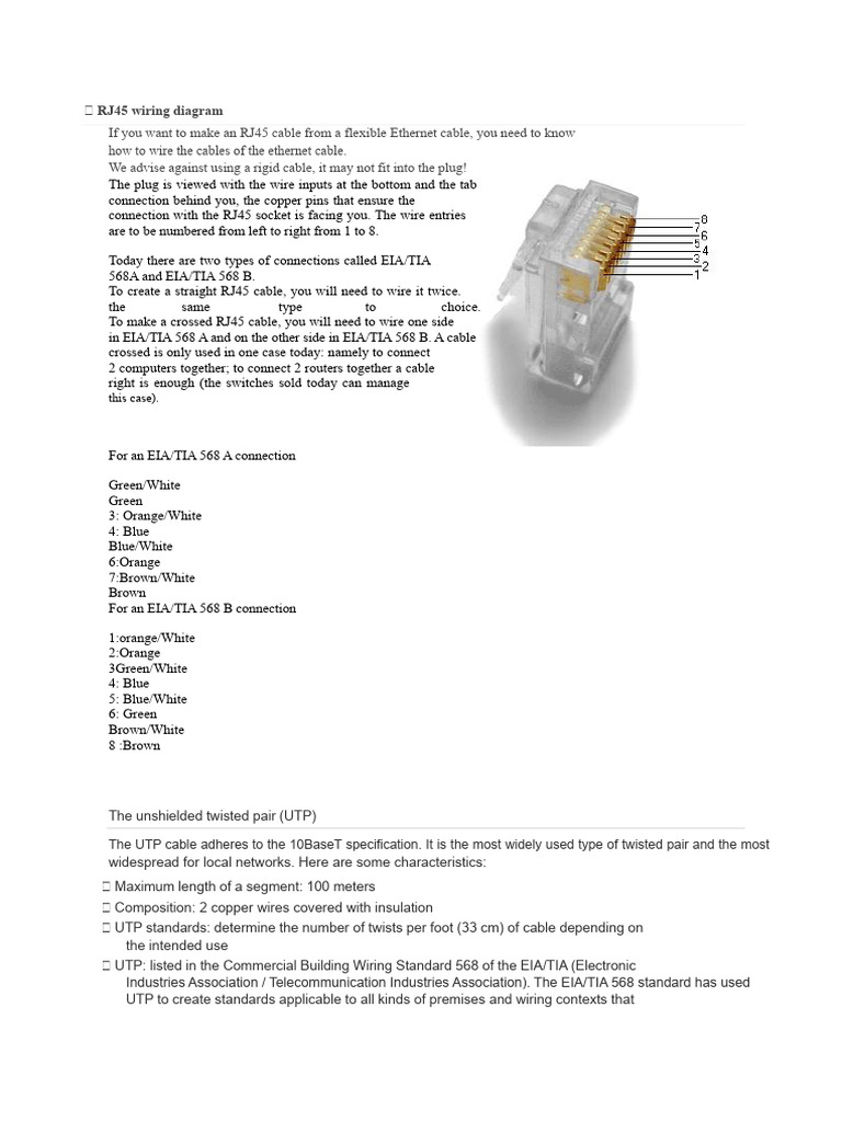 RJ45 wiring diagram | PDF | Telecommunications | Manufactured Goods