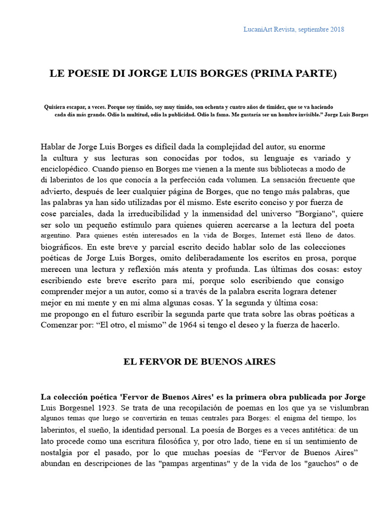 Las Poesías de Jorge Luis Borges Primera Parte | PDF | Poesía