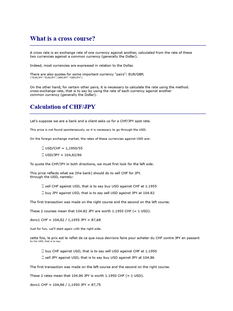 cross quotation | PDF | Exchange Rate | United States Dollar