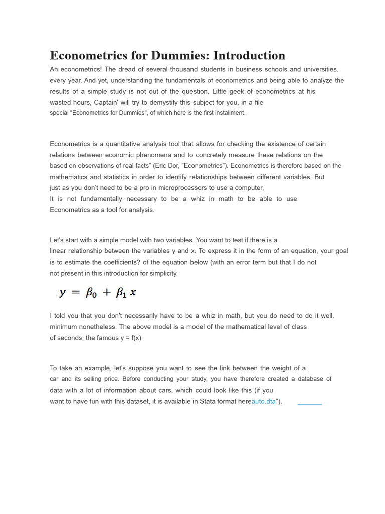 Econometrics for Dummies.docx | PDF | Coefficient Of Determination ...