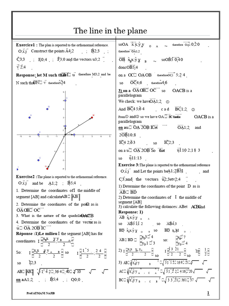 The Line in the Plane Corrected Exercises 1 (1) | PDF | Cartesian ...