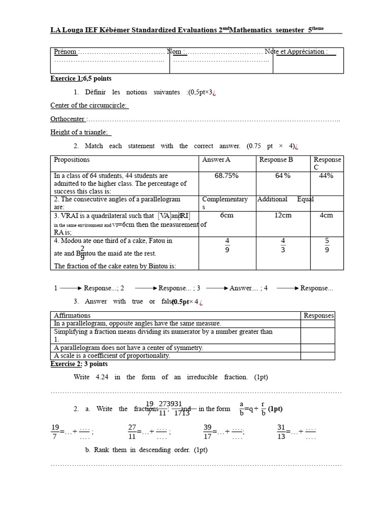 5th GRADE MATHEMATICS | PDF | Elementary Mathematics | Euclidean Geometry