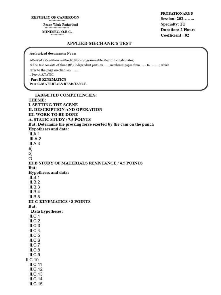 Applied Mechanics Exam Pf1 | PDF