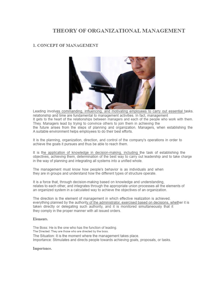 THEORY OF ORGANIZATIONAL MANAGEMENT Martha | PDF | System | Motivation