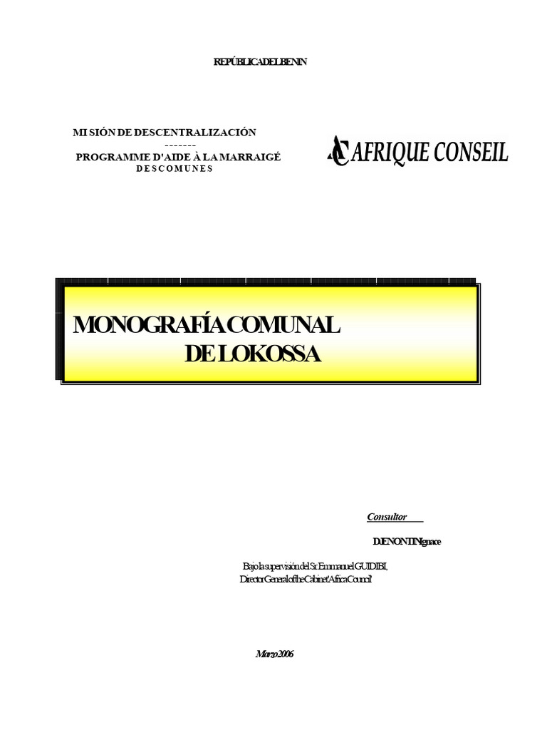 Monografía Lokossa PDF | PDF | Organización no gubernamental