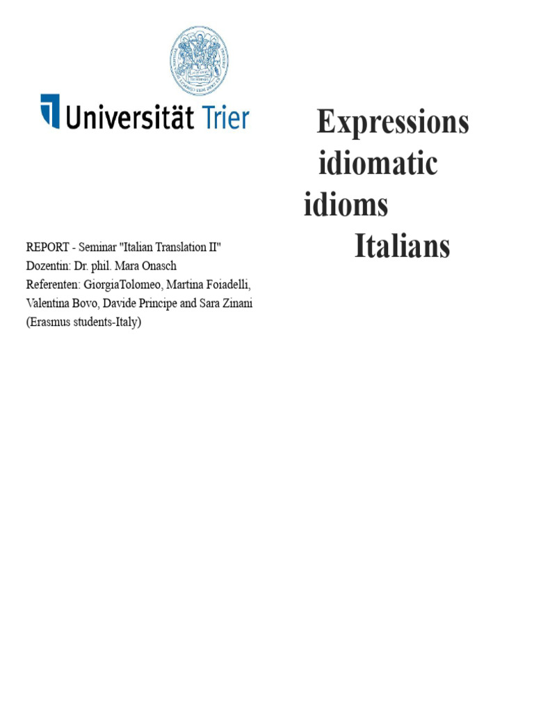 Idiomatic expressions and sayings in Italian. | PDF | Chicken | Idiom