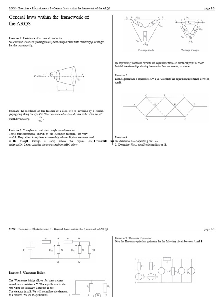 Electrokinetics Exercises: ARQS Framework | PDF | Electricity ...