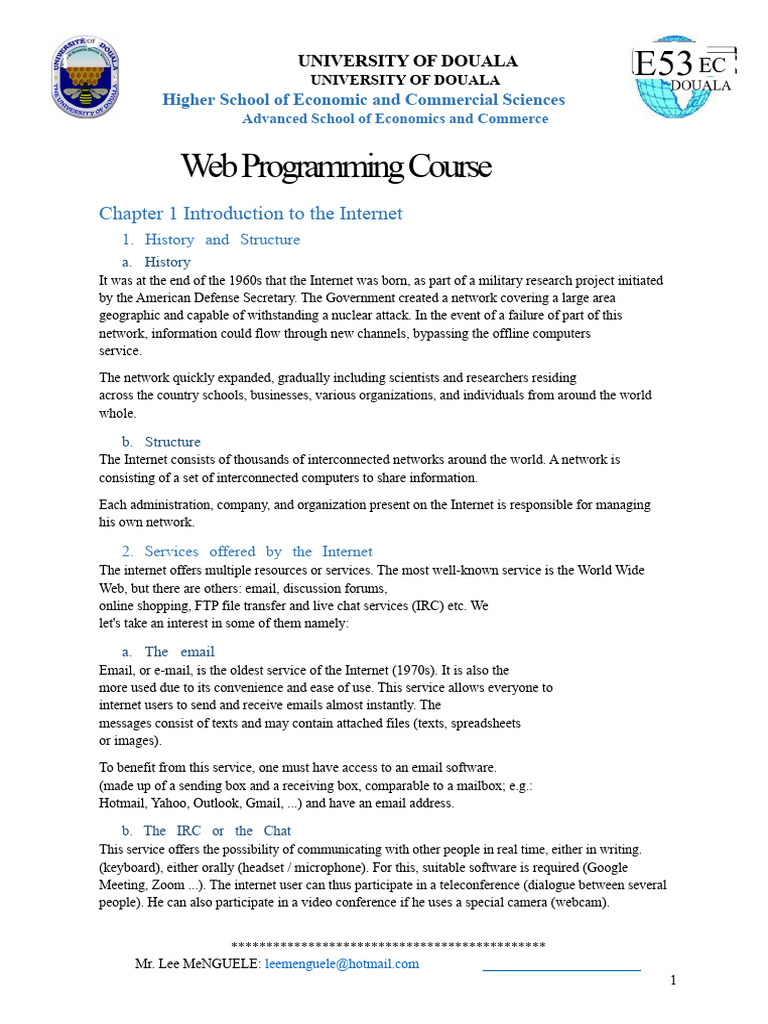 Web Programming Course-1.pdf | PDF | World Wide Web | Internet & Web