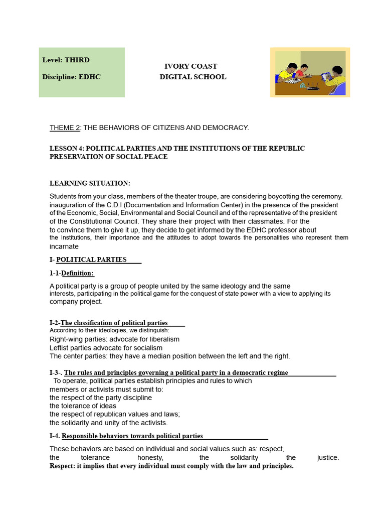 Edhc 3rd L - 4 - Political Parties and The Institutions of The Republic ...