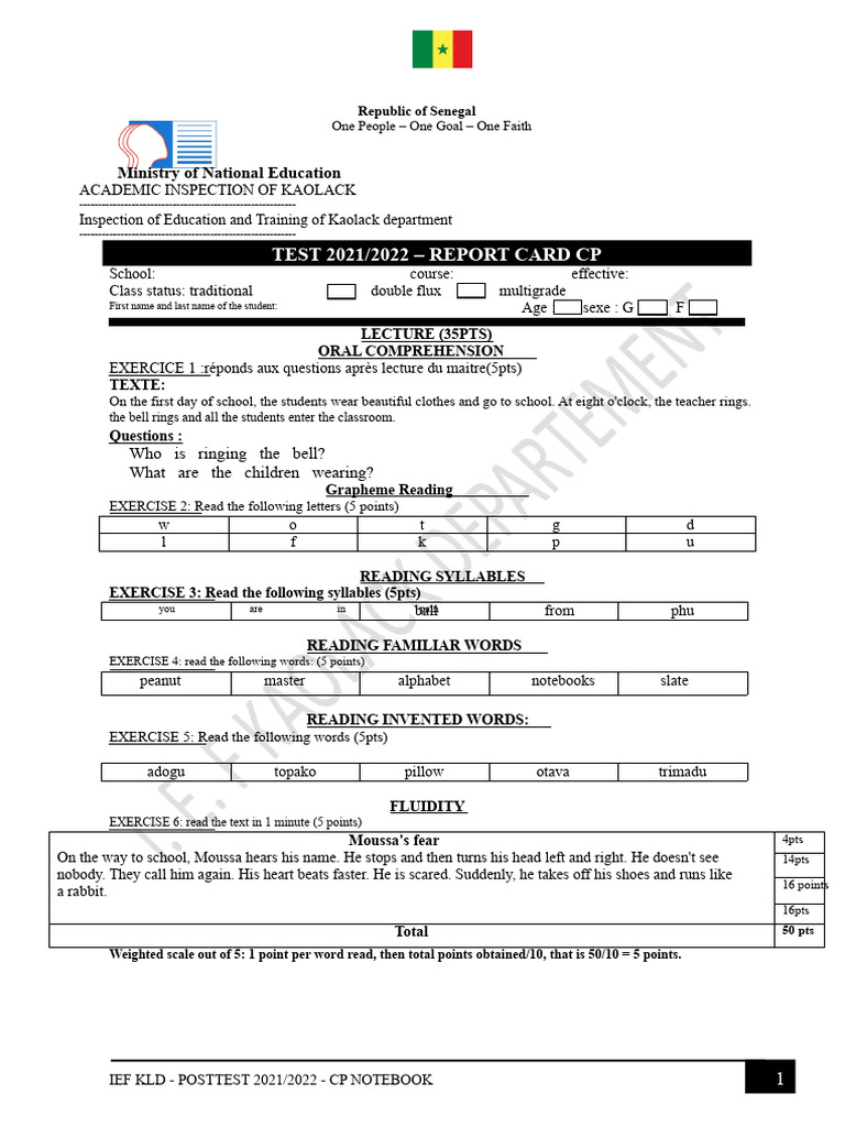 2-Post-test 2021-2022 diary Cp (1) | PDF | Learning