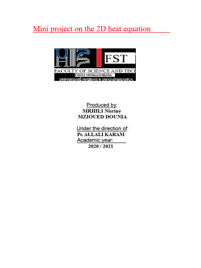 2D Heat Equation Mrhili Mzioued | PDF | Finite Element Method ...