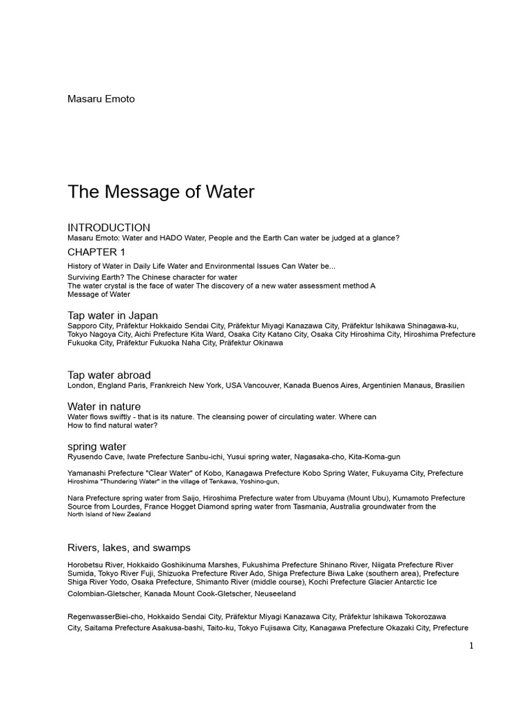 Masaru Emoto - The Message of Water | PDF | Glacier | Water