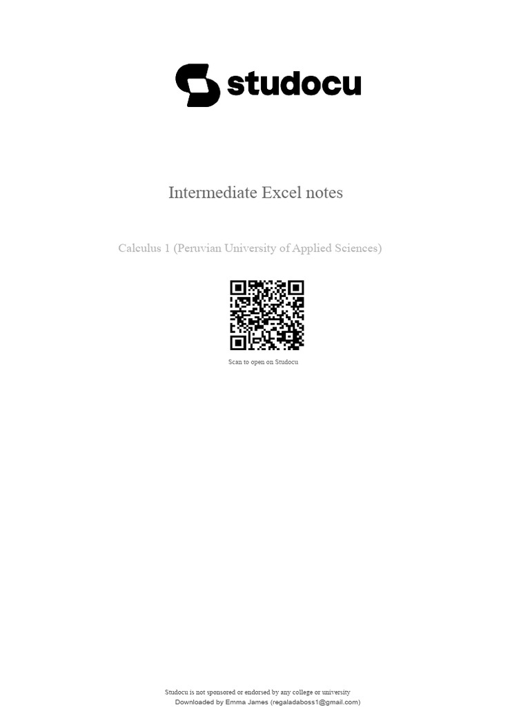Intermediate Excel Notes | PDF | Microsoft Excel | Worksheet