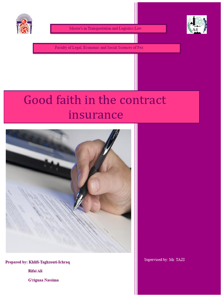 Good Faith in Insurance Contracts | PDF | Insurance | Guarantee