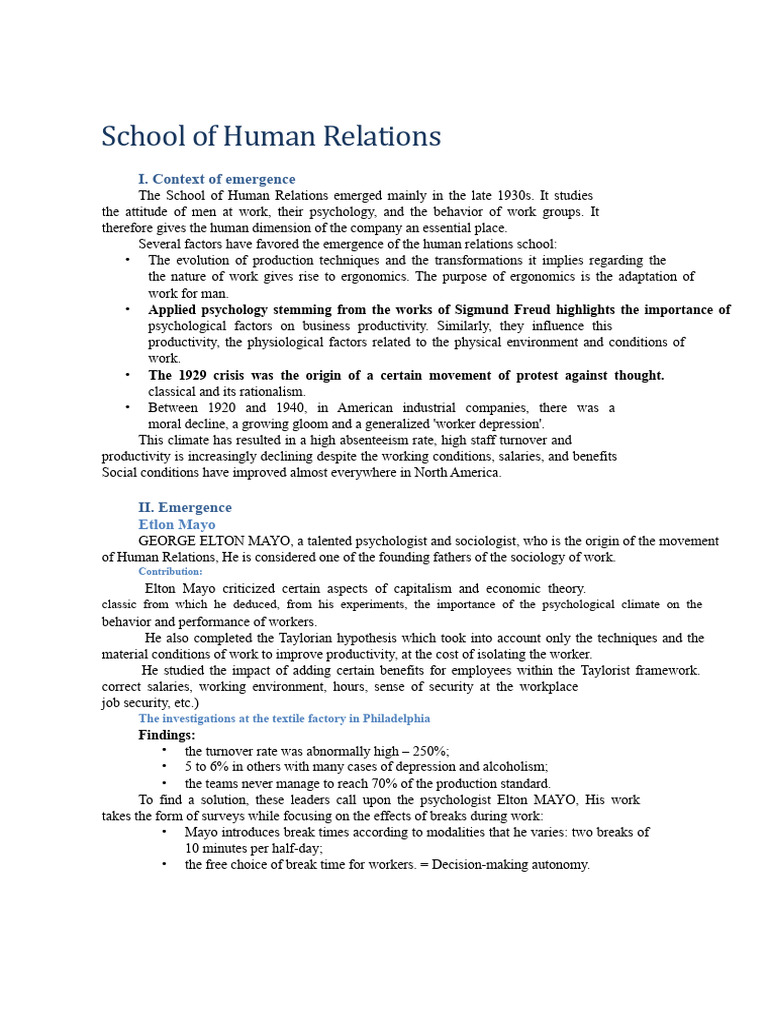 Reading Sheet of The School of Human Relations | PDF | Leadership ...