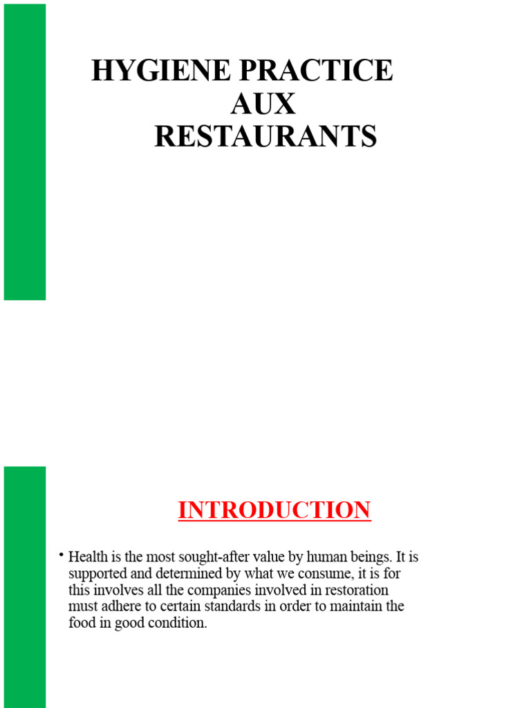 HOTEL AND RESTAURANT HYGIENE.pptx | PDF | Hygiene | Foodborne Illness