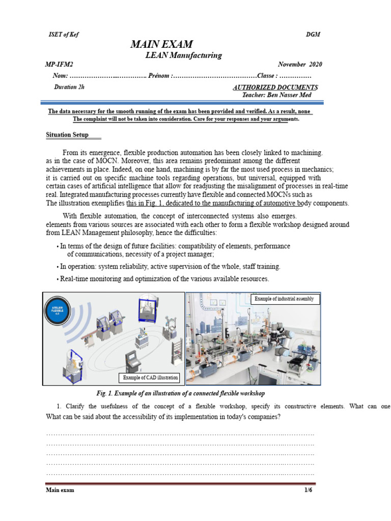 LEAN Exam Nov2020 Main Session | PDF | Lean Manufacturing | Six Sigma