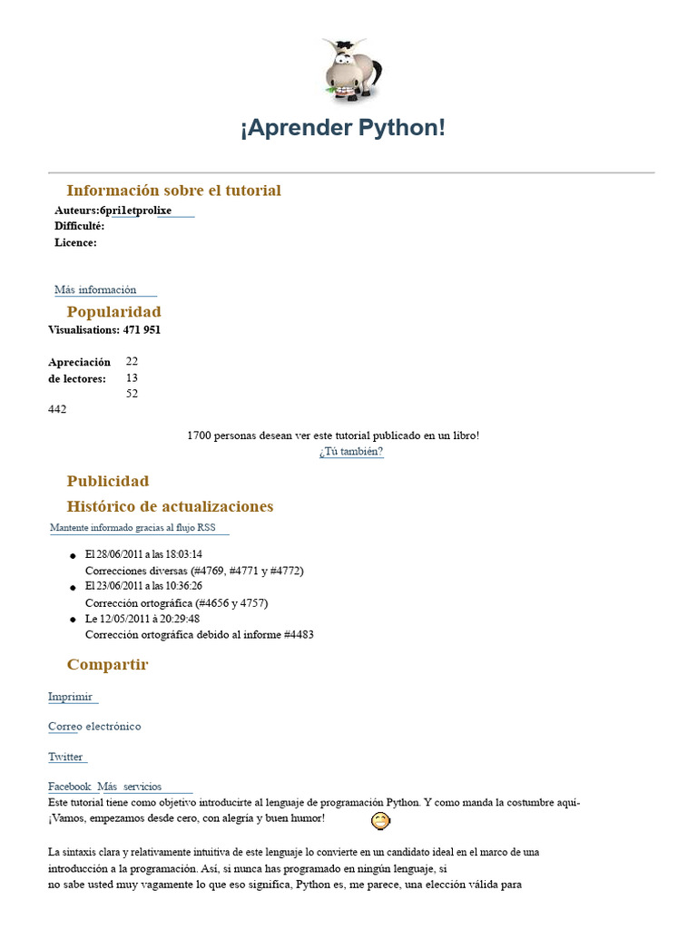 Introducción a Python: Tutorial Completo | PDF | Python (lenguaje de ...